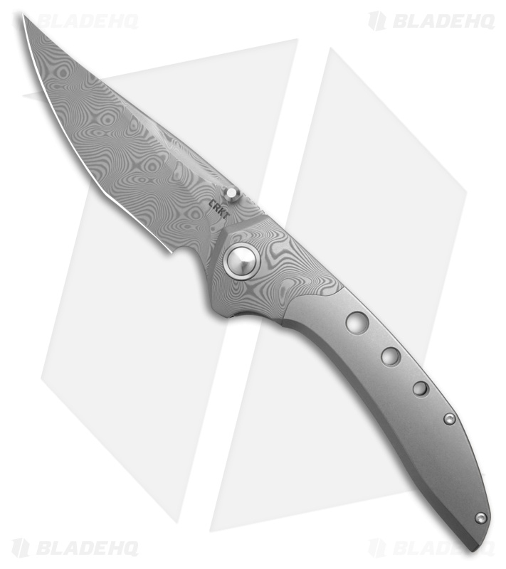 CRKT Orochi Knife | Titanium/Damascus Bolsters | Damascus