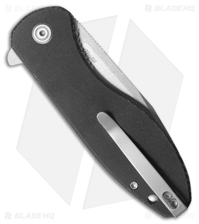 Kubey Master Chief Liner Lock Knife Black Micarta Stonewash