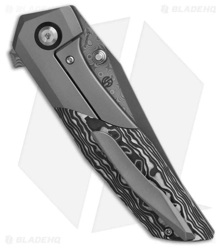 Kansept Knives Deadite Knife BB Ti + Black/White CF Damascus
