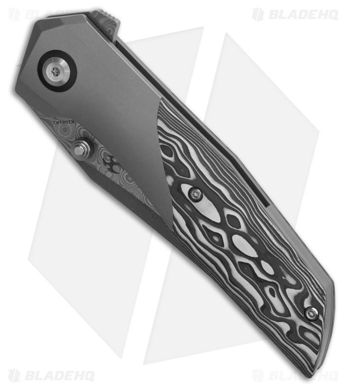 Kansept Knives Deadite Knife BB Ti + Black/White CF Damascus