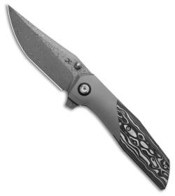 Kansept Knives Deadite Knife BB Ti + Black/White CF Damascus