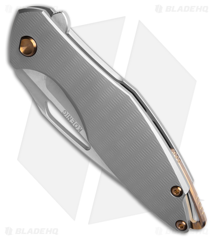 Koenig Arius Frame Lock Flipper Knife Ti Plexa Pattern w/Bronze HW