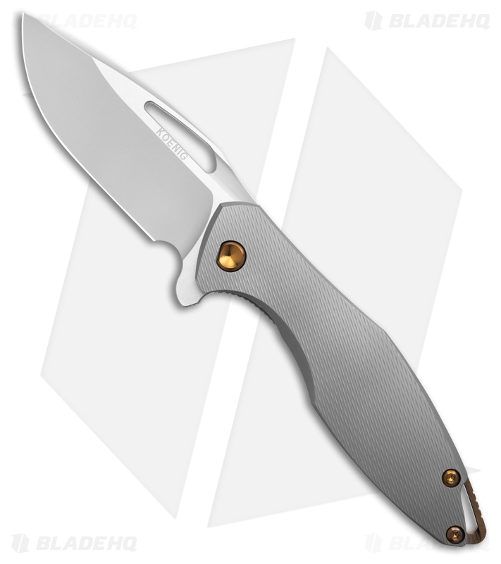 Koenig Arius Frame Lock Knife Corda Pattern Ti Bronze Hardware
