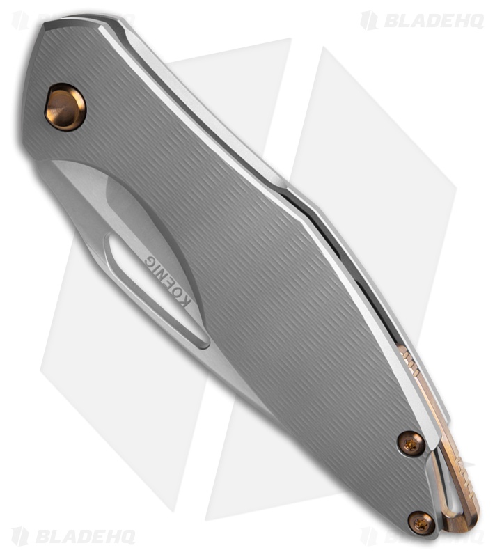 Koenig Arius Frame Lock Knife Ti Plexa Pattern w/Bronze Hardware