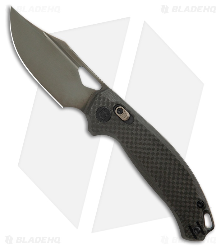 Kunwu DJANGO Knife Carbon Fiber Clip Point Black ELMAX
