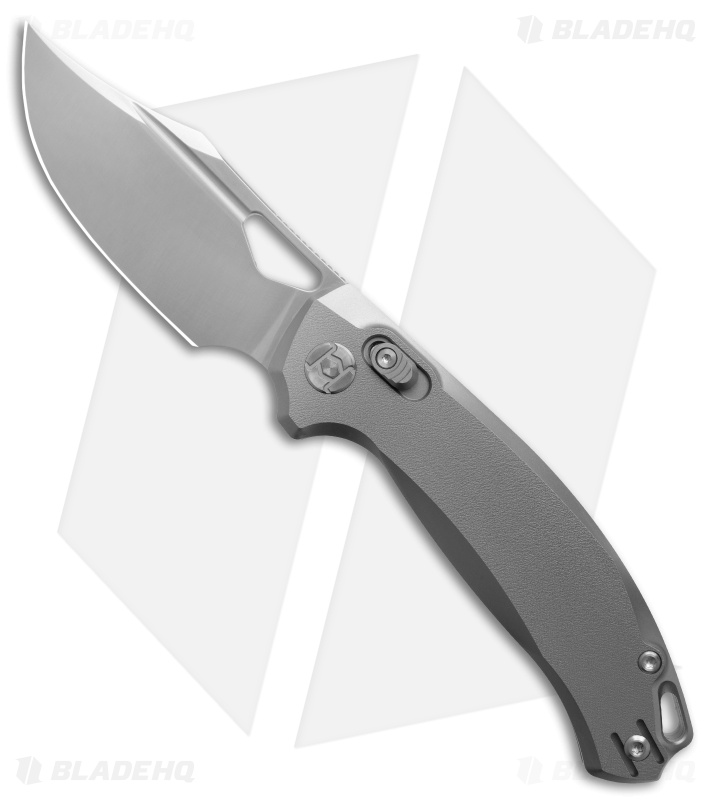 Kunwu DJANGO Pocket Knife Titanium Clip Point Gray ELMAX