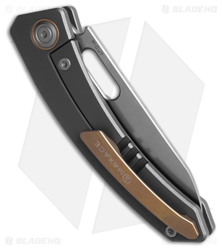 Maxace Knives Black Mirror Blue CF/Ti Drop Point SW