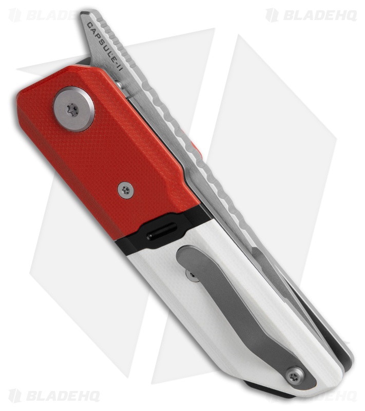Maxace Knives Capsule II Knife | Red/White G-10 + Satin