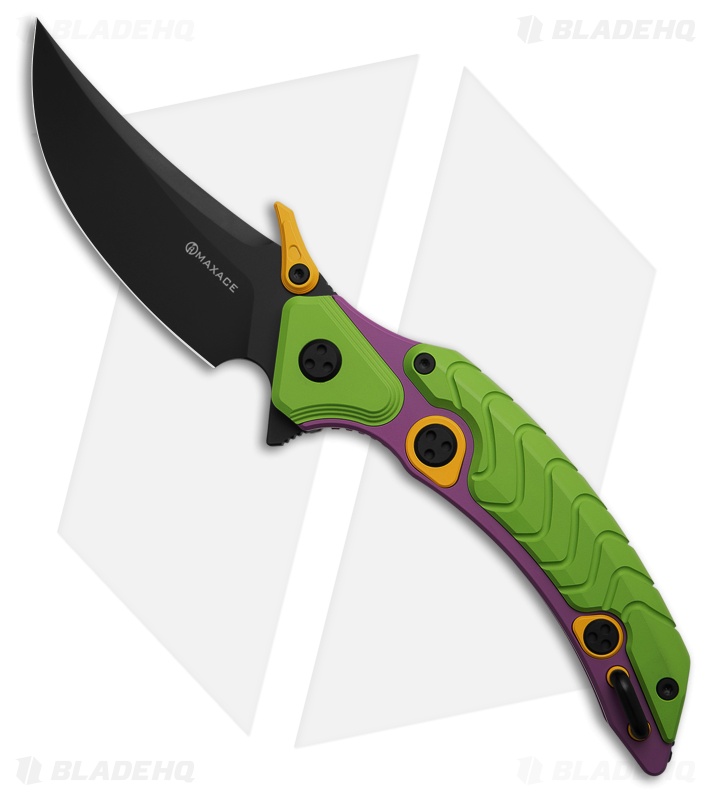 Maxace Knives Dragon Knight Knife Green/Purple Ti Black