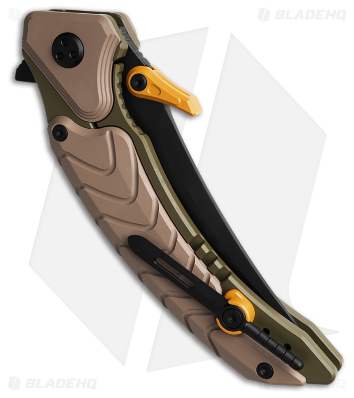 Maxace Knives Dragon Knight Knife Brown/Green Titanium Black