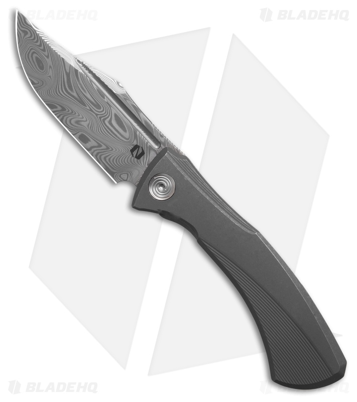 Null Knives Ghoul Pocket Knife Staticwash Ti Thor Damasteel