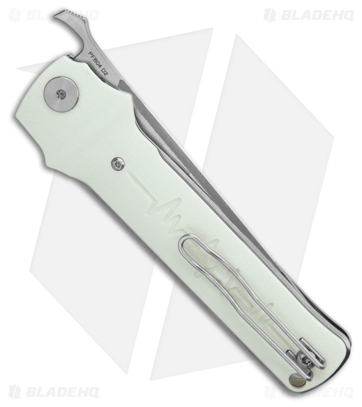 Petrified Fish Tena Pocket Knife White G-10 Drop Point Satin