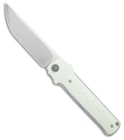 Petrified Fish Tena Pocket Knife White G-10 Drop Point Satin