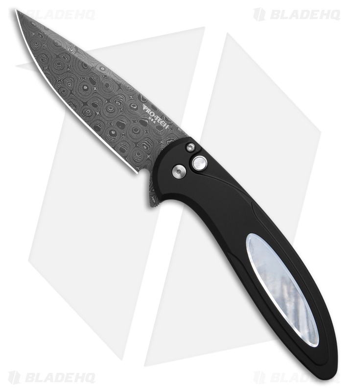Pro-Tech Custom Cambria Knife Black Aluminum + Mother Of Pearl