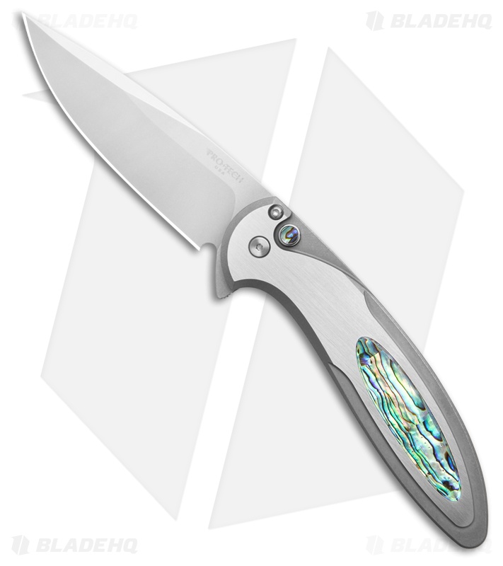 Pro-Tech Custom Cambria Knife Steel + Abalone Inlay