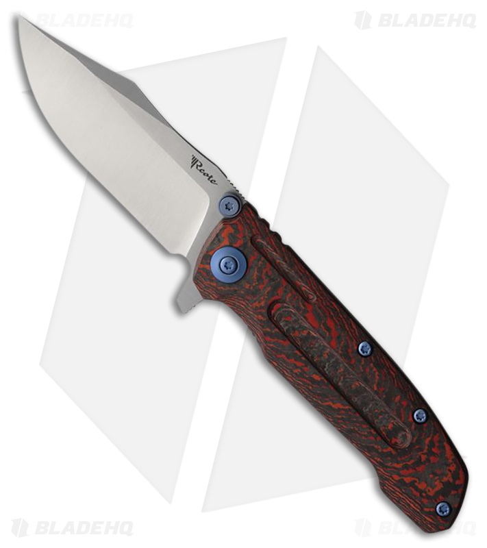 Reate Knives 9D-V2 Knife Gray Ti/Lava Flow FatCarbon Satin