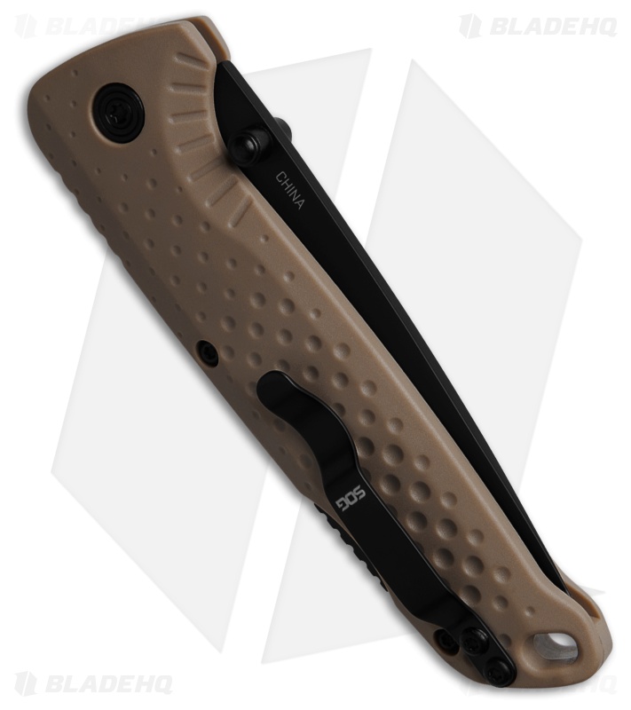 SOG Adventurerer LB FDE GRN Drop Point Black 5Cr15MoV