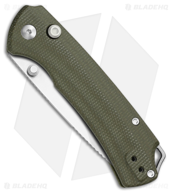 Kizer T1 BD Button Lock Knife | Green Micarta | Satin
