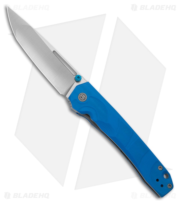 Petrified Fish Ripple Knife Bright Blue G-10 Satin