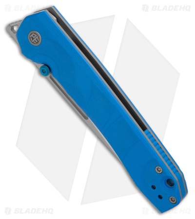 Petrified Fish Ripple Knife Bright Blue G-10 Satin