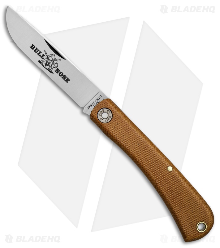 GEC #71 Farm & Field Bull Nose Slip Joint Natural Canvas Micarta (3.1 ...