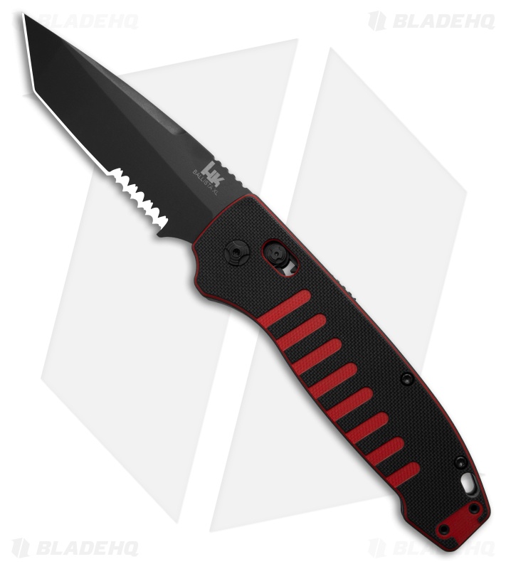 Hogue Ballista XL Auto Knife Black/Red ChromaCut G-10 Serr
