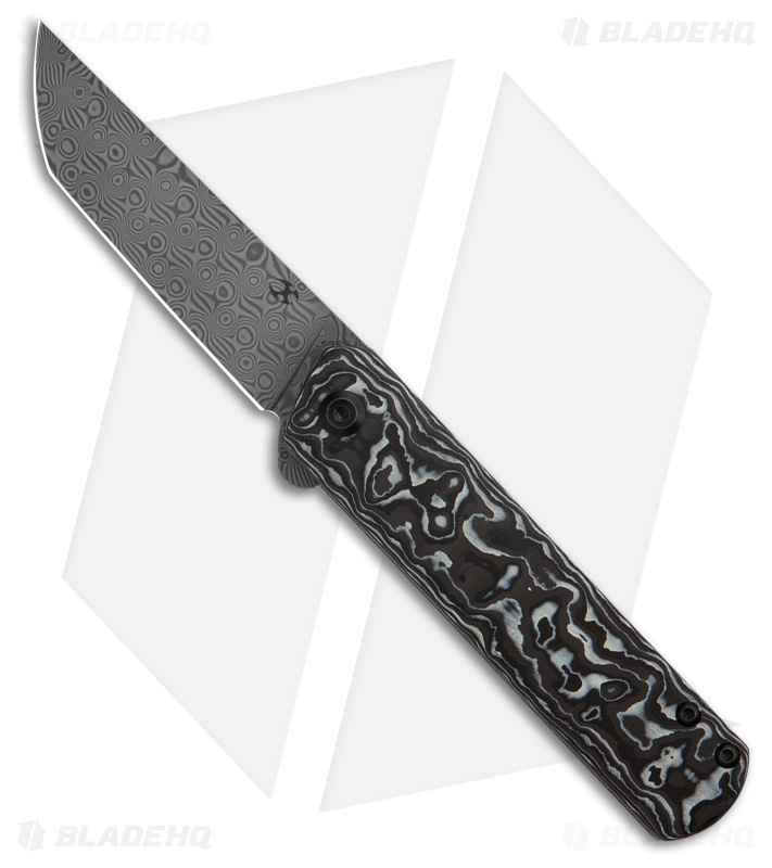 Kansept Knives Foosa Knife Black/White Carbon Fiber Damascus