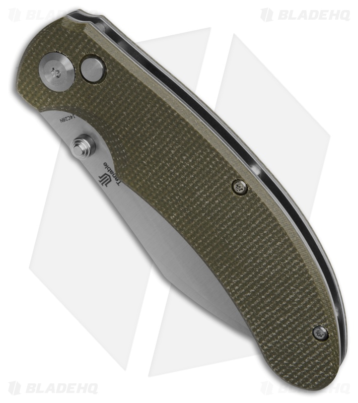 Tenable Nesstreet Green Micarta Sheepsfoot Satin 14C28N
