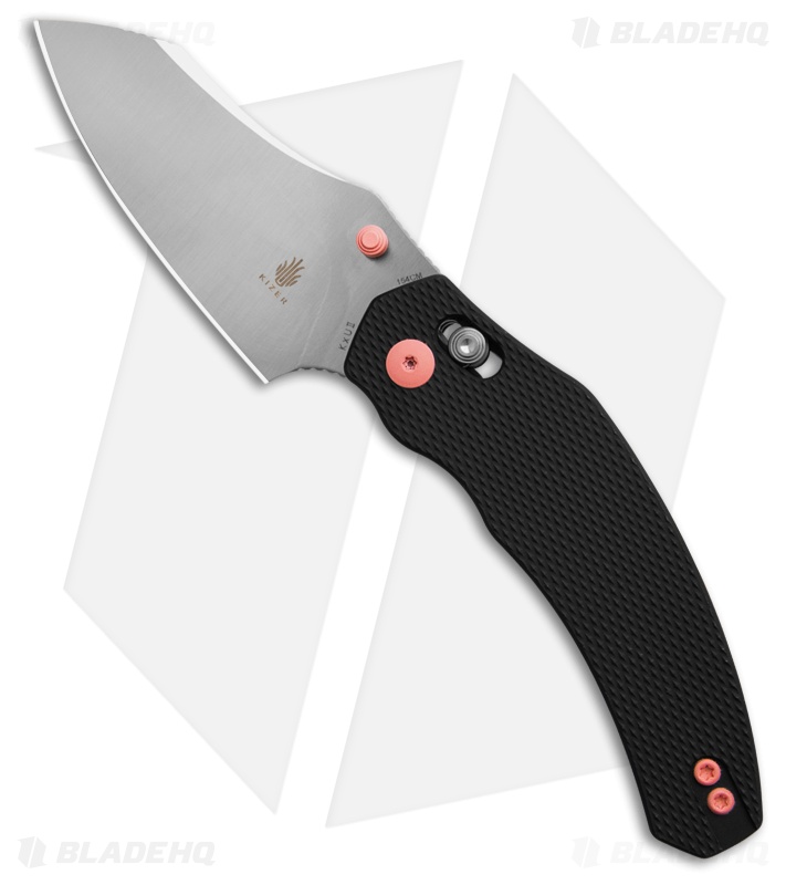 Kizer Bulldog Clutch Lock Knife Black Al Pink Hardware Satin