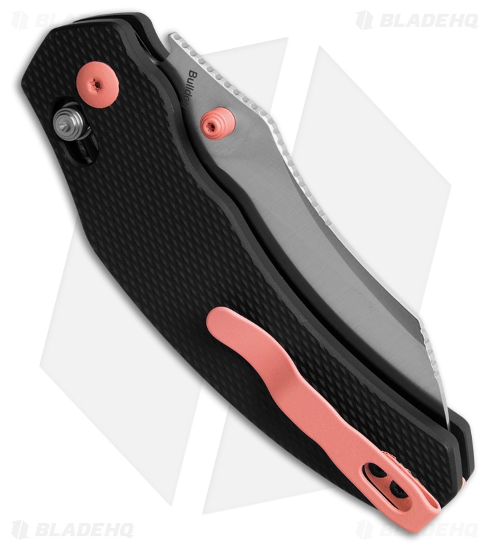 Kizer Bulldog Clutch Lock Knife Black Al Pink Hardware Satin