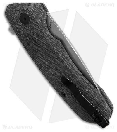 Kizer Invictus Button Lock Knife Black Micarta Stonewash