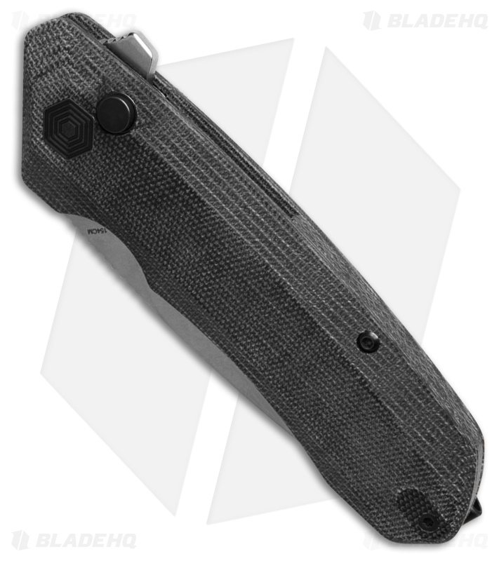 Kizer Invictus Button Lock Knife Black Micarta Stonewash