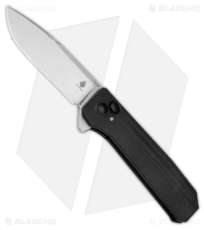 Kizer Brat Button Lock Flipper Black G-10 (Satin) - Blade HQ
