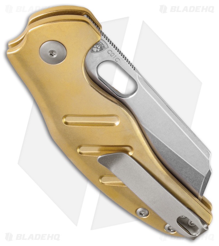 Kizer Sheepdog C01C Button Lock Knife Brass (Stonewash)