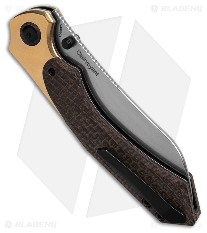 Kizer Clairvoyant Button Lock Knife Brass/Micarta - Blade HQ