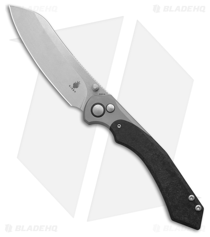 Kizer Clairvoyant Button Lock Ti/CF Knife - Blade HQ
