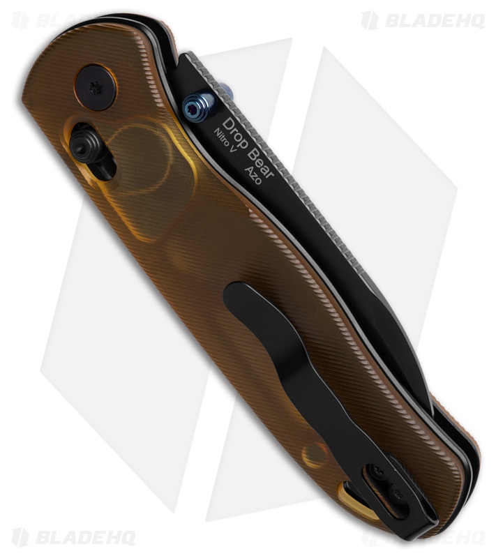 Kizer Drop Bear Clutch Lock Yellow PEI Drop Point Satin