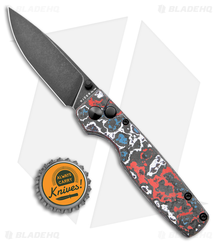 Kizer Vanguard Original Button Lock Knife FatCarbon-Blade HQ