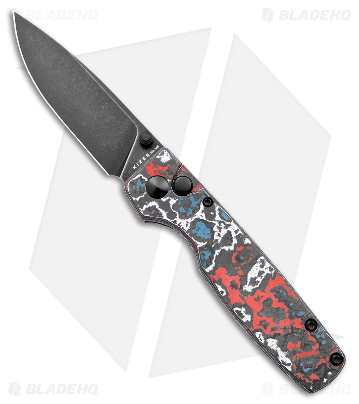 Kizer Vanguard Original Button Lock Knife FatCarbon-Blade HQ