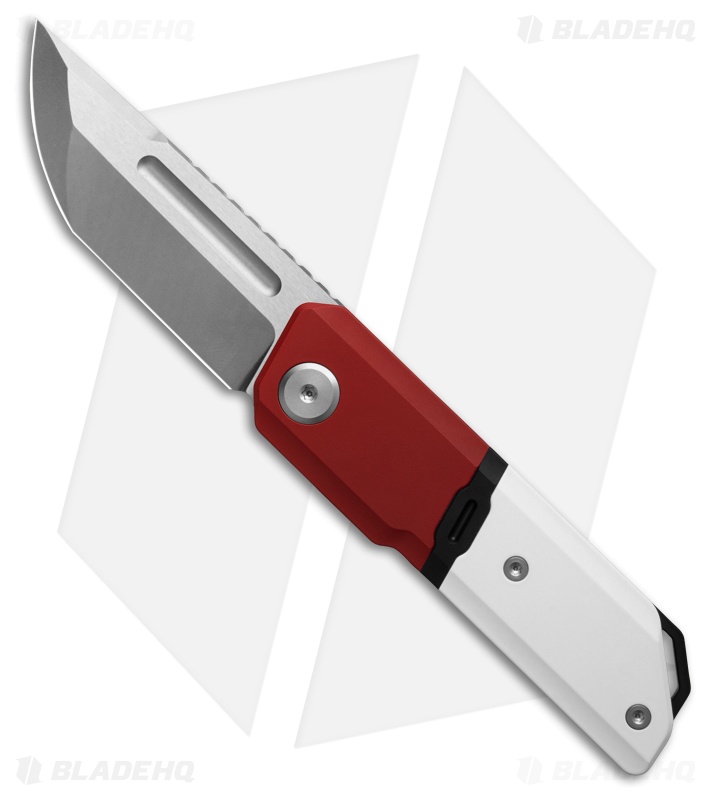 Maxace Capsule Pocket Knife Red/White Titanium Tanto Satin