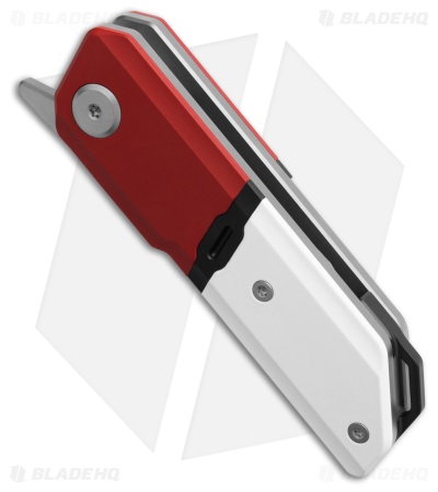 Maxace Capsule Pocket Knife Red/White Titanium Tanto Satin