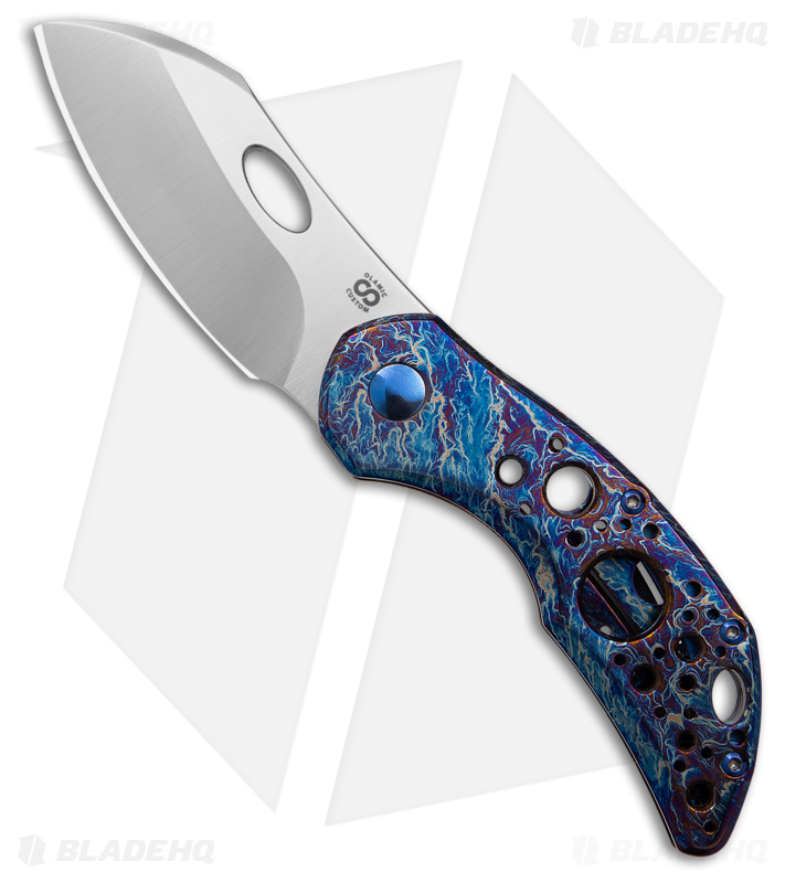 Olamic Busker Titanium Frame Acid Rain Damascus - Blade HQ