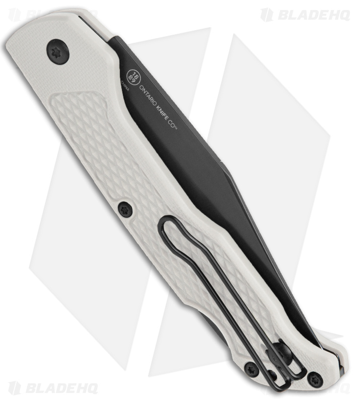 Ontario Camp Plus Lock Back Knife GFN White - Blade HQ