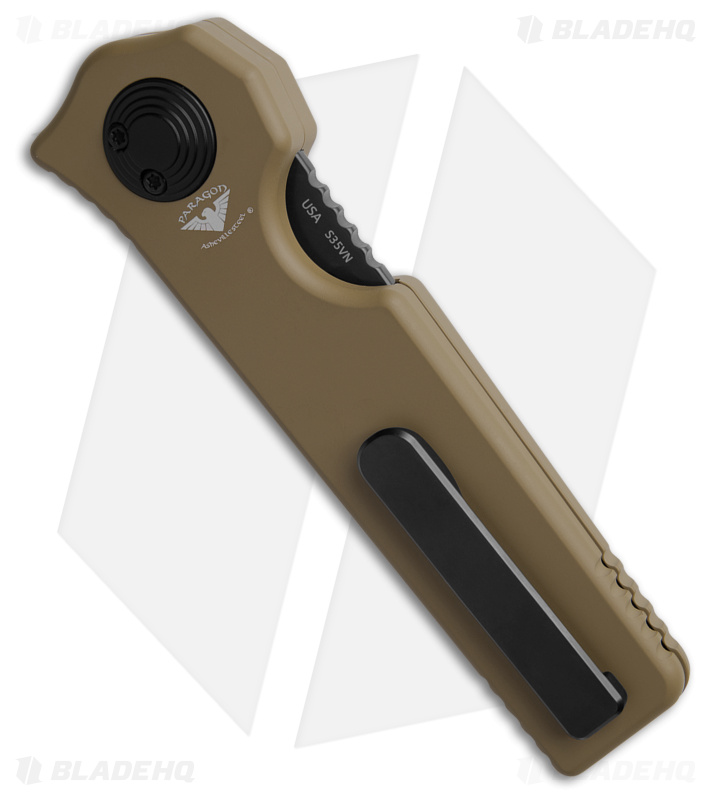 Paragon Krazor Gravity Knife Tan Aluminum DLC - Blade HQ