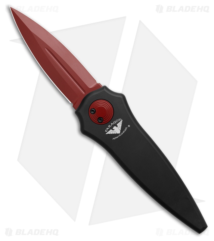 Paragon Warlock-X Knife Smooth Black + Red 2 Groove Blade