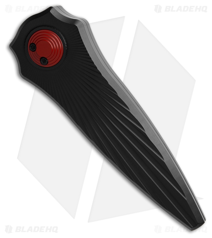 Paragon Warlock Pocketknife Black Aluminum Dagger Red