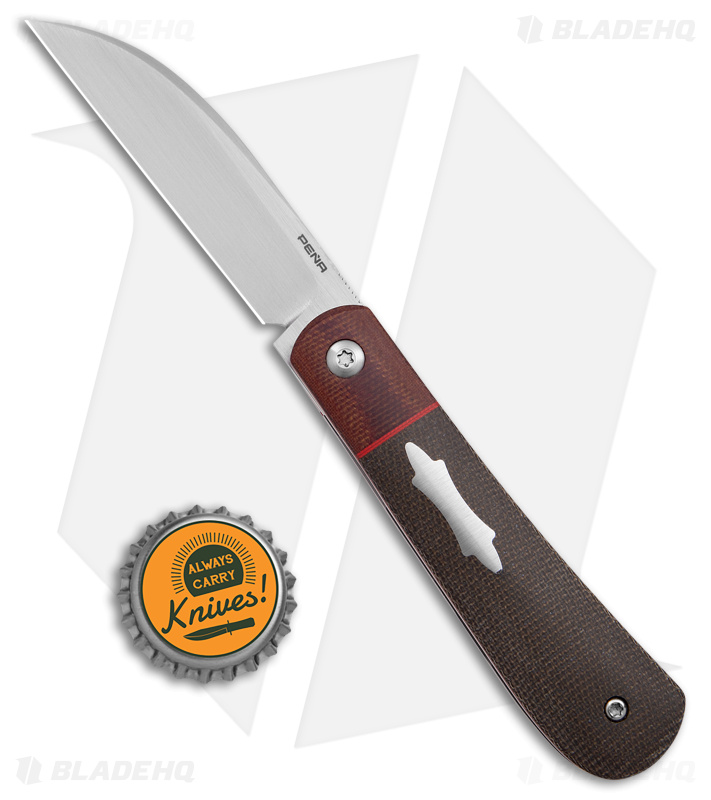 Pena Custom Swayback Knife Brown, Red Mic (3") - Blade HQ