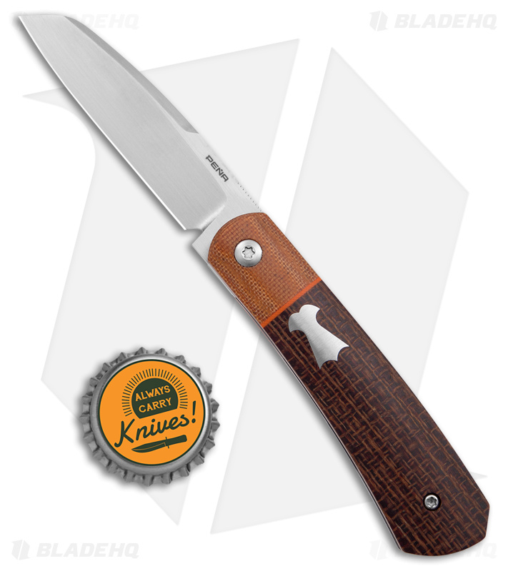 Pena Knives Custom Apache Liner Lock Knife Burlap Micarta (2.75" Satin ...