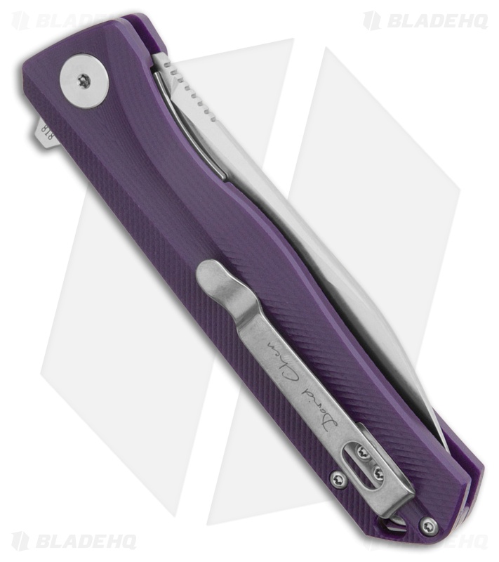 Petrified Fish Forward Pocket Knife | Purple G-10 + Satin D2