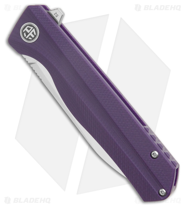 Petrified Fish Forward Pocket Knife | Purple G-10 + Satin D2